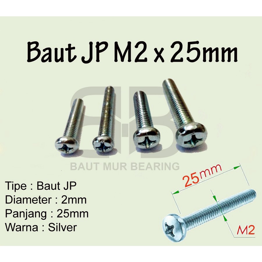 Jual BAUT JP PAN HEAD M2 x 25mm | Shopee Indonesia