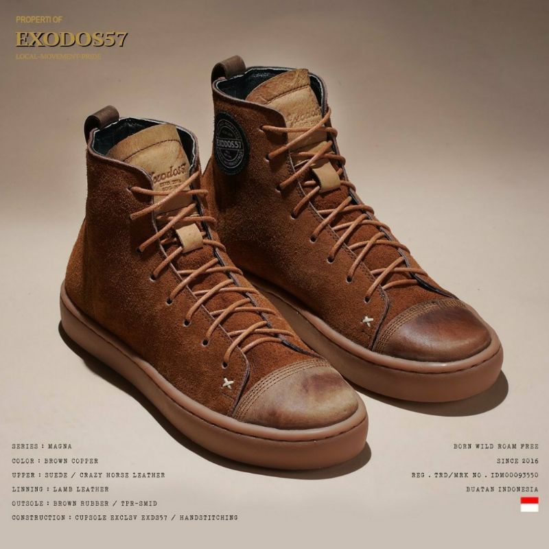 Jual Sepatu Sneaker Kulit Pria Exodos57 - Magna - Brown Copper | Shopee ...