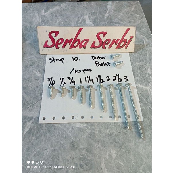Jual (10 10pcs) Skrup sekrup B.Jf / B.Jp 10 Kepala obeng/datar per ...