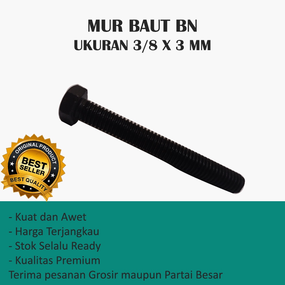 Jual MUR BAUT HEXAGONAL 3/8 x 3 (HARGA SATUAN)- BAUT MUR HEXAGONAL 3/8 ...