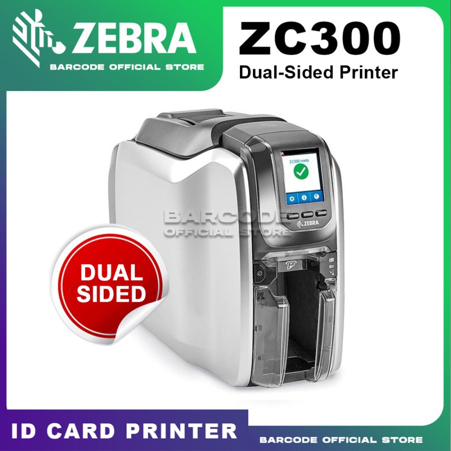 Jual ID CARD PRINTER KARTU ZEBRA ZC300 / ZC-300 USB + LAN ETHERNET 2 SIDE | Shopee Indonesia