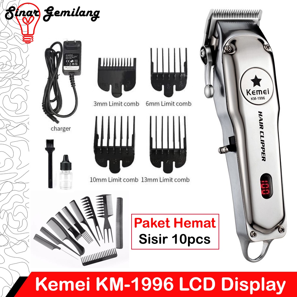 Jual Clipper Kemei KM-1996 LCD Display Alar Cukur Rambut Professional Mesin Pangkas Barbershop ...