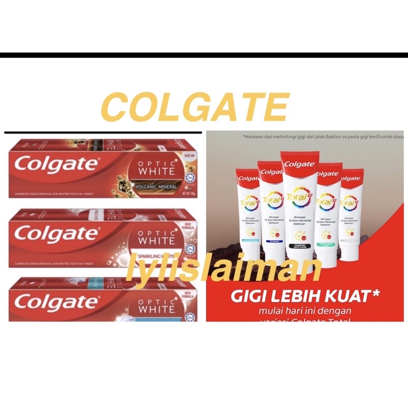 Jual Colgate Optic White Whitening Tooth Paste 100gr / Total 150 gr ...