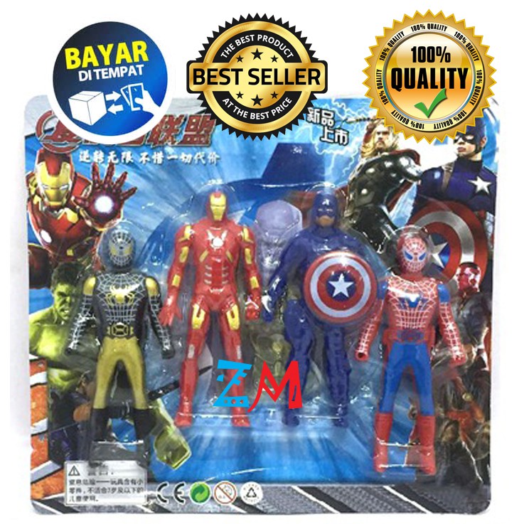 Jual Mainan Anak Robot Miniatur Avengerss isi 4 Pcs No.2020 SUPER HERO ...