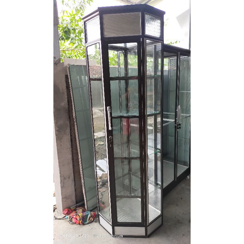 Jual lemari sudut kaca tinggi T190 / lemari hias kaca / lemari display ...