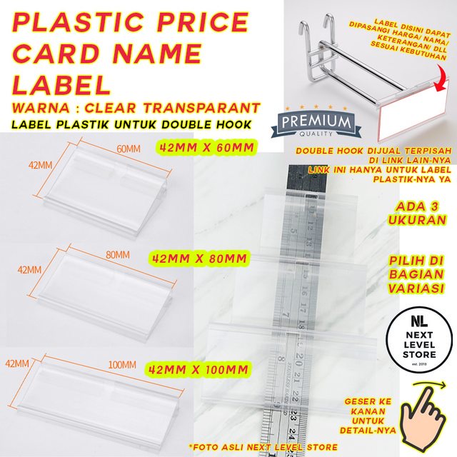 Jual Label Harga Plastik Clear Putih PVC Price Tag Card Name Etalase ...