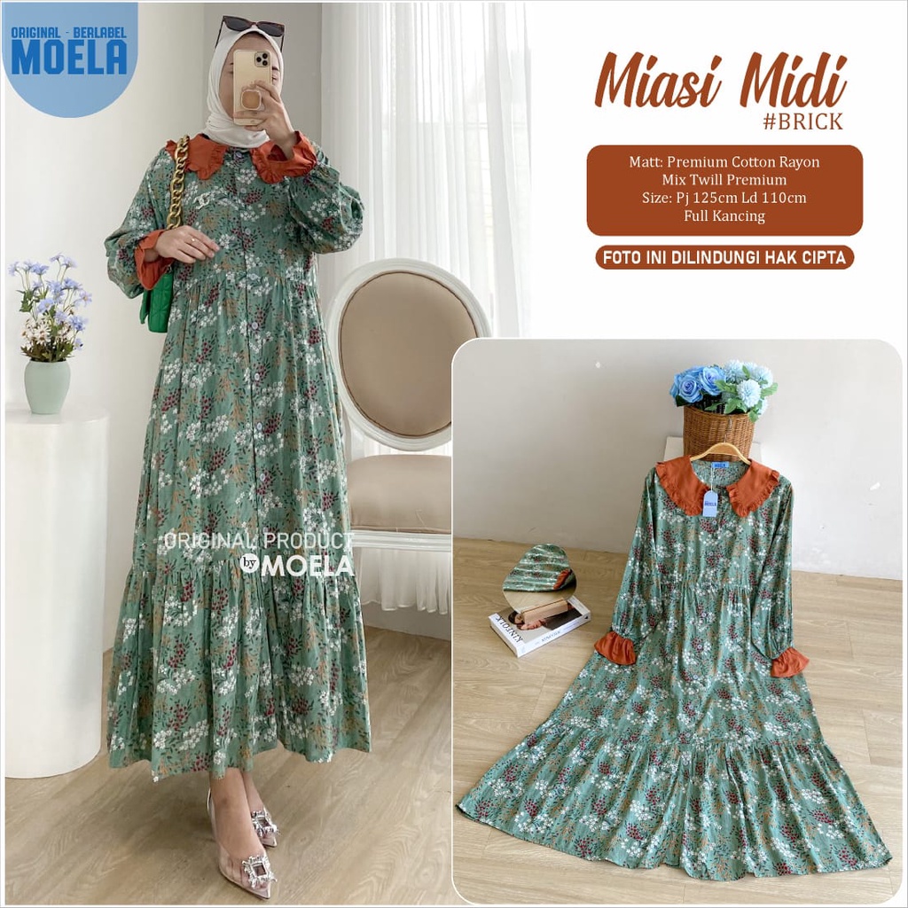 Jual MIDI DRESS MIASI BRICK LD 110 BY ORIGINAL MOELA BERLABEL | Shopee Indonesia