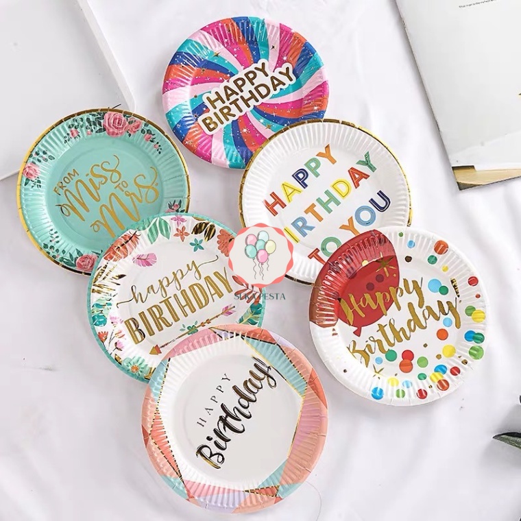 Jual PIRING KERTAS ULTAH MOTIF HBD ISI 10 PCS / PAPER CUP MOTIF HBD ISI ...