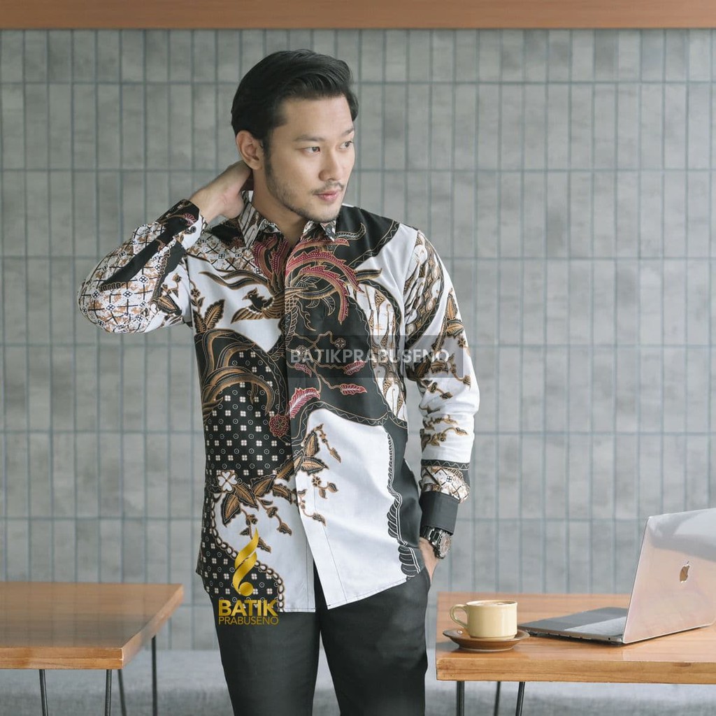 Jual Atasan Batik Motif MAHOGRA Kemeja pria slimfit Lengan Panjang ...