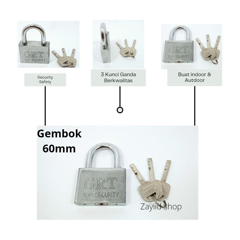 Jual Gembok motor gembok pagar ukuran 60mm bermutu kuat bisa buat rumah ...