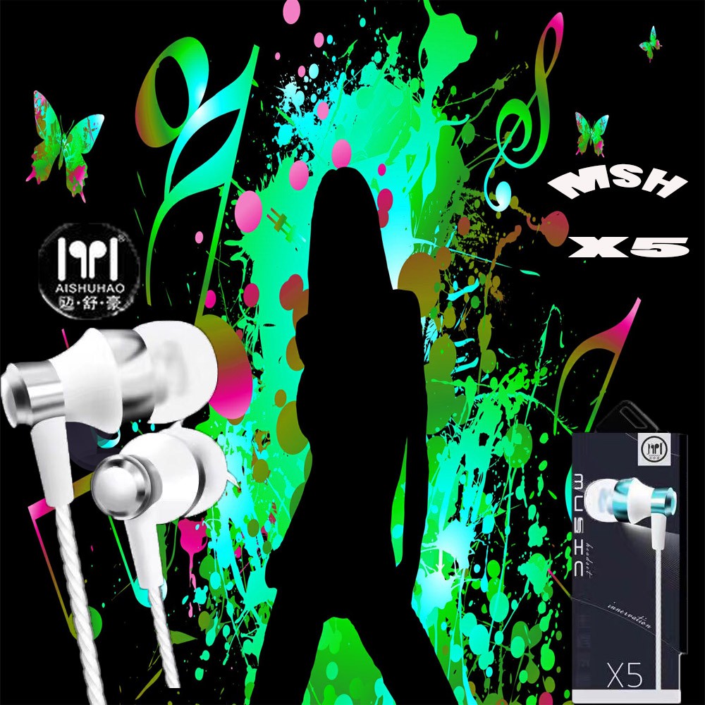 Jual Earphones Dengan MIC dan Volume Handsfree Handfree Headset MSH X5 ...