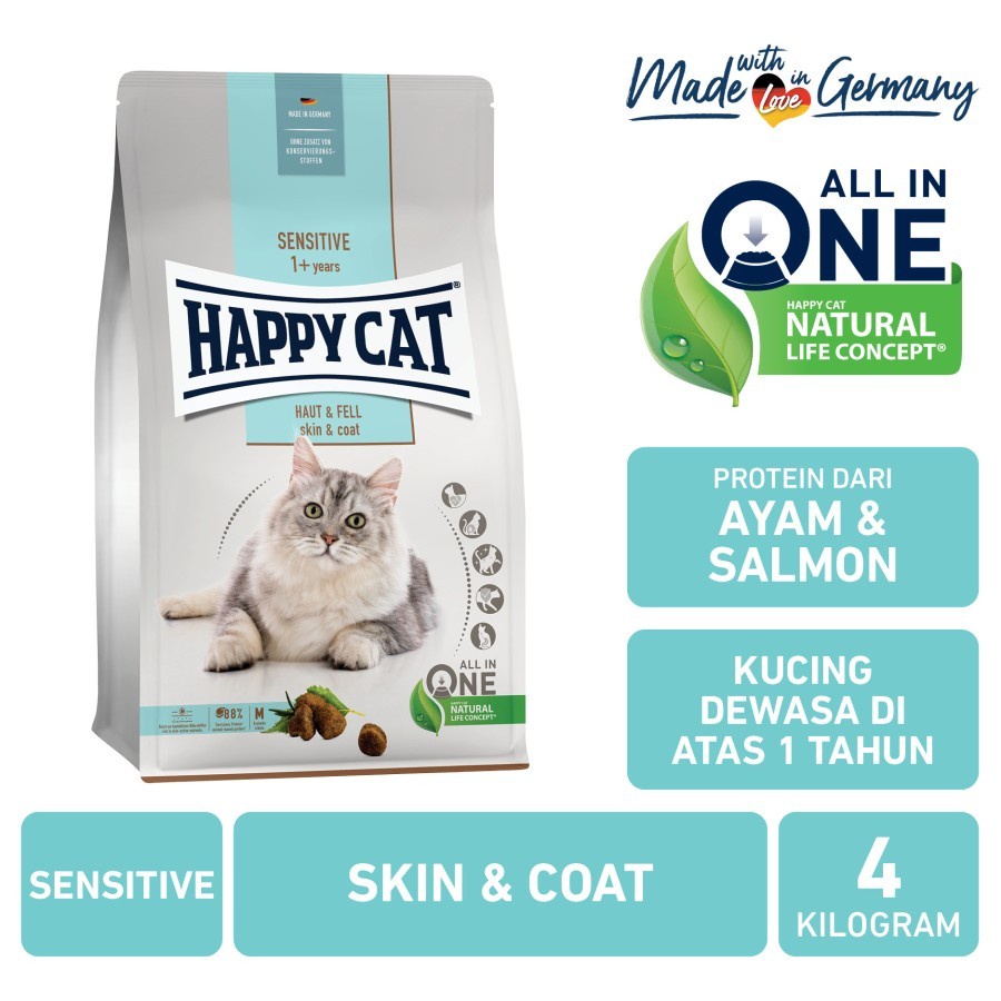 Jual Happy Cat Sensitive Skin & Coat Chicken & Salmon 4kg - Promo Price ...