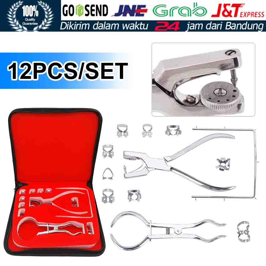 Jual 12Pcs/Set Dental Rubber Dam Clamp Kit / Rubberdam lsolation Puncher / Rubberdam Set ...