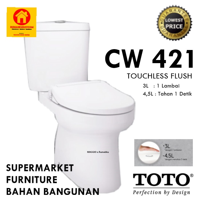 Jual KLOSET DUDUK TOTO TOUCHLESS - KLOSET TOTO TANPA SENTUH - KLOSET TOTO CW 421 ECO 3/4,5L ...