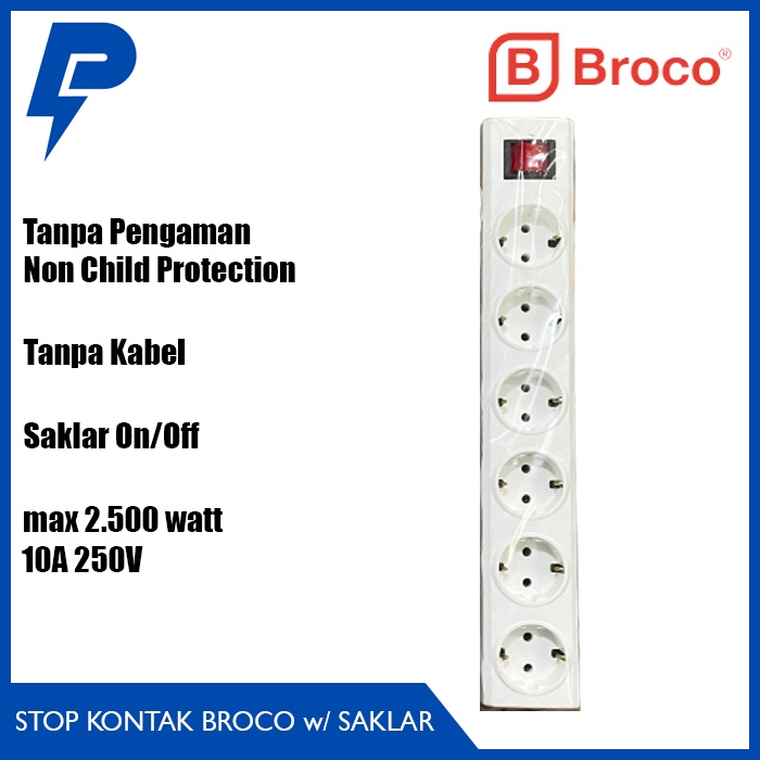 Jual BROCO Stop Kontak Terminal 6 Lubang Dengan Switch NCP 15461 ...