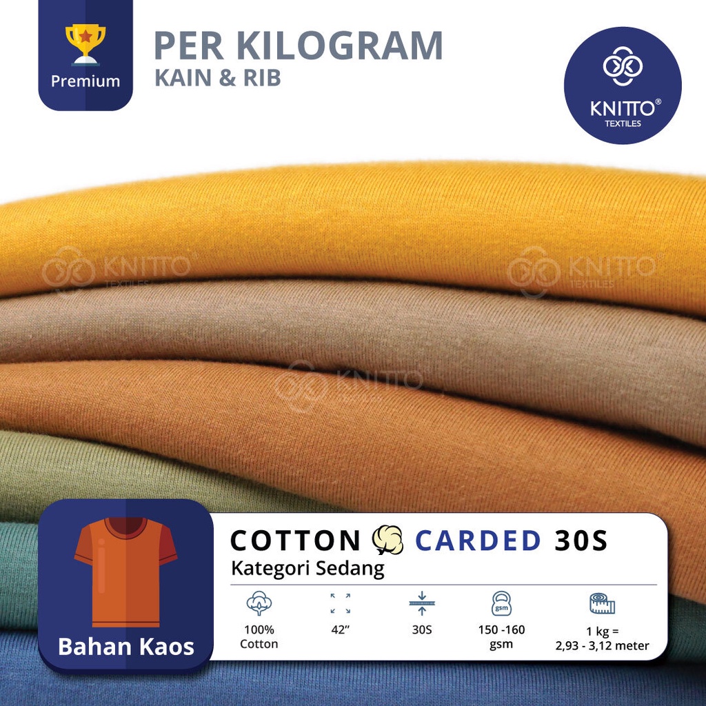 Jual KAIN COTTON CARDED 30S KATEGORI WARNA SEDANG + RIB (BAHAN KAOS ...