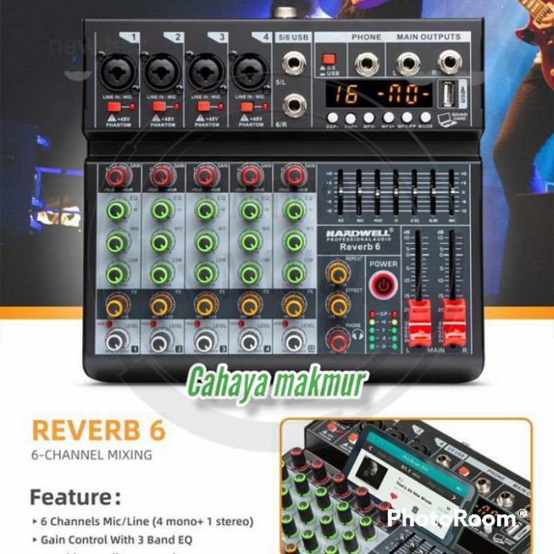 Jual MIXER HARDWELL REVERB 6 ORIGINAL 6 CHANNEL BLUETOOTH-USB INTERFACE | Shopee Indonesia