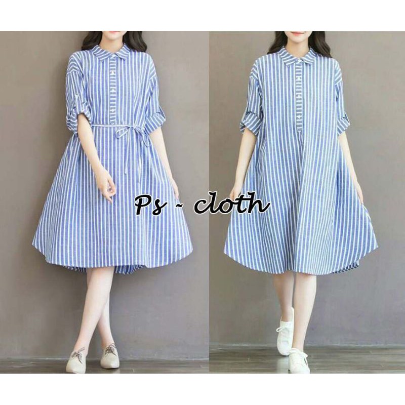 Jual Tunik Muslimah Salur 350#/Dress Tunik Stripe BUSUI FRIENDLY ...