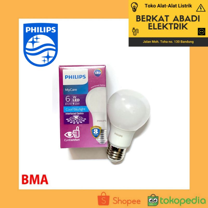 Jual LAMPU LED PHILIPS 6 W PUTIH /LAMPU LED PHILIPS 6 WATT | Shopee Indonesia