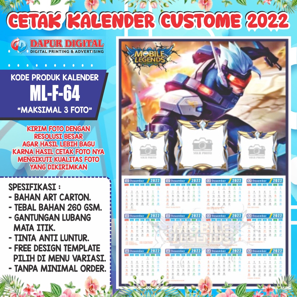 Jual Kalender Karakter Mobile legend (Custome Foto) Part 2 | Shopee ...