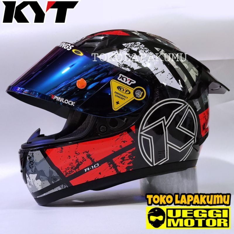 Jual kyt R10- Modif Paket Ganteng Redbull Helm Fullface Solid Black mat ...
