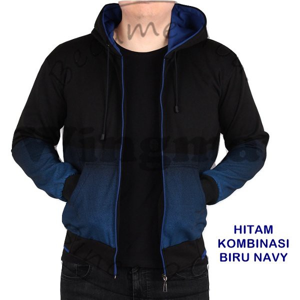 Jual JAKET GRADASI HITAM BIRU NAVY KOMBINASI WARNA - HOODIE SWEATER ...