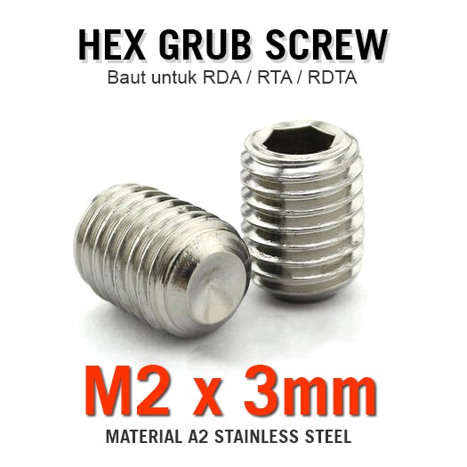 Jual Baut Hex Grub Screw 2 x 3mm for RDA RTA RDTA Vape Atomizer ...