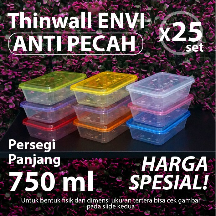 Jual (Bekasi) Paket 25 pcs - Thinwall ENVI Anti Pecah 750 ml - Kotak | Shopee Indonesia