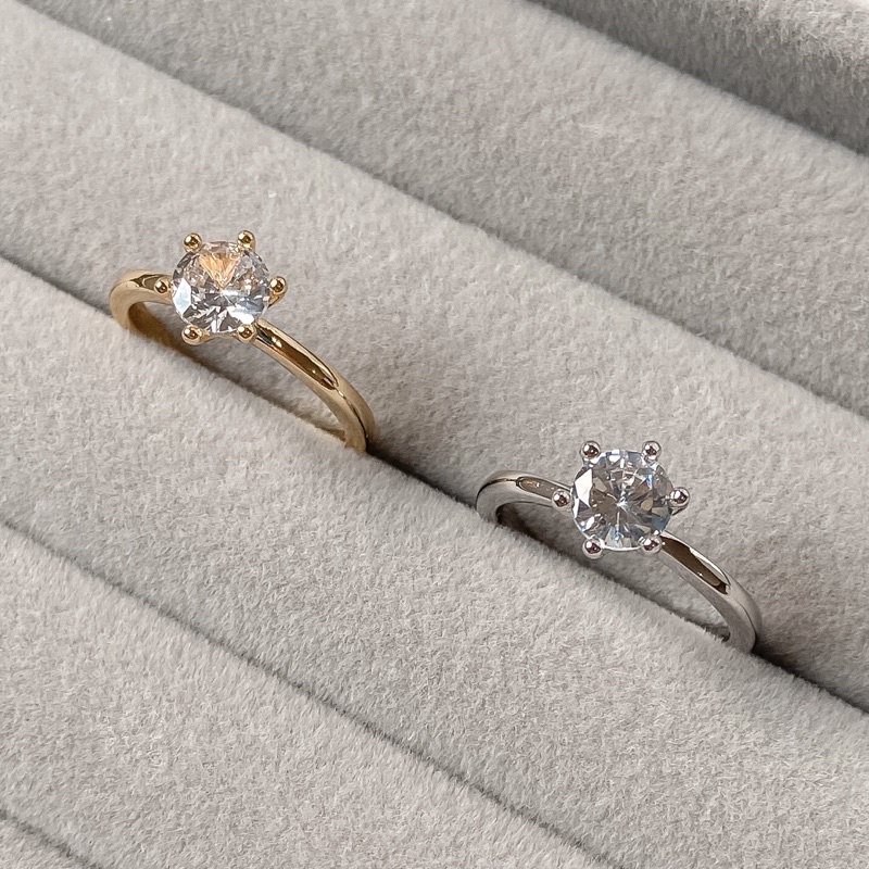 Jual ELOVIA - BONITA round cut solitaire diamond ring in gold / silver ...