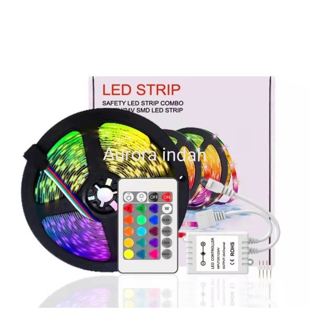 Jual PAKET LAMPU LED STRIP 5050 3528 2835 RGB 5M 10M IP44 IP33 RGB ...