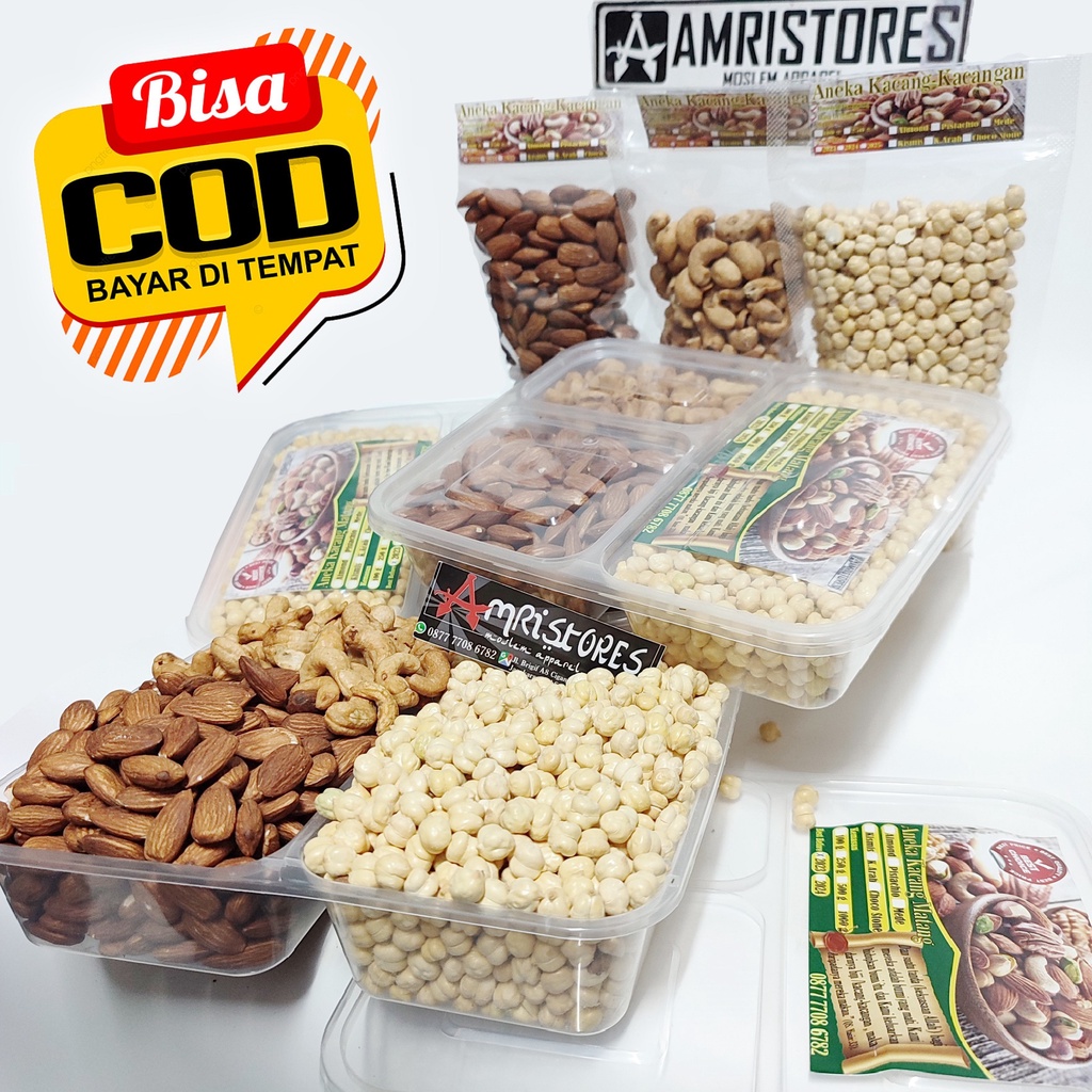 Jual Mix Nut paket 3 jenis kacang panggang matang 3in1 kacang Almond ...