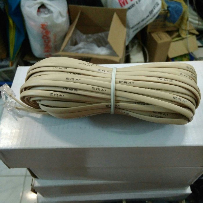 Jual kabel roset telepon telpon RJ11 RJ-11 4 pin 13.5m 13.5 meter ...