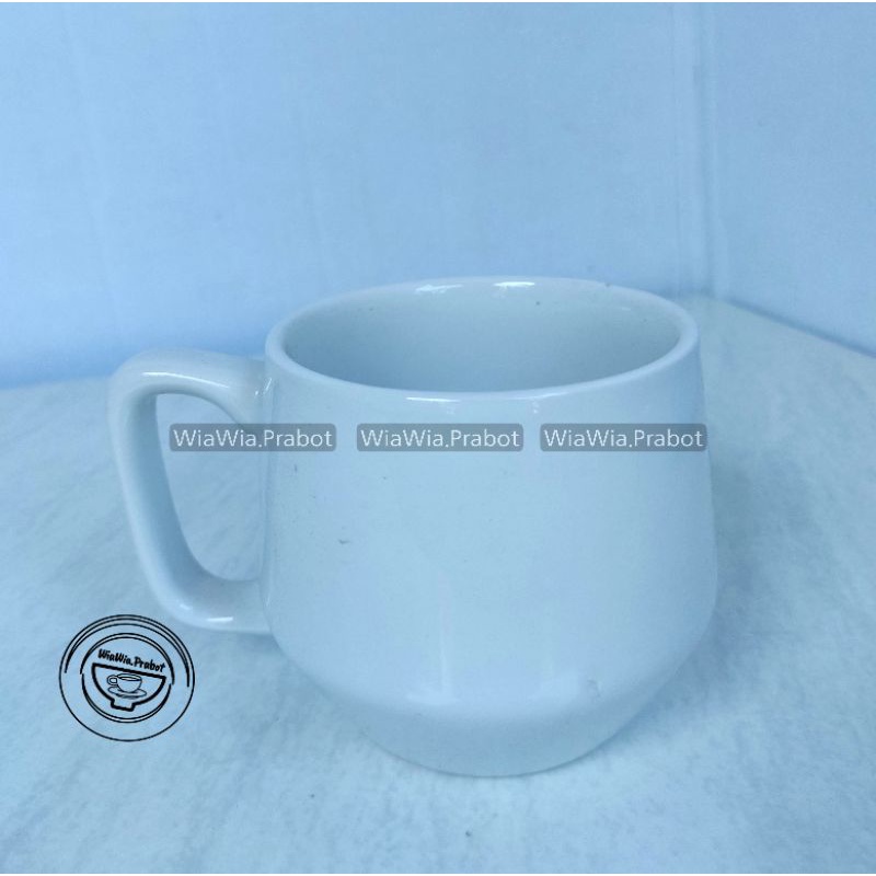 Jual mug keramik porselen putih bentuk corel 250ml gelas minum v tahan ...