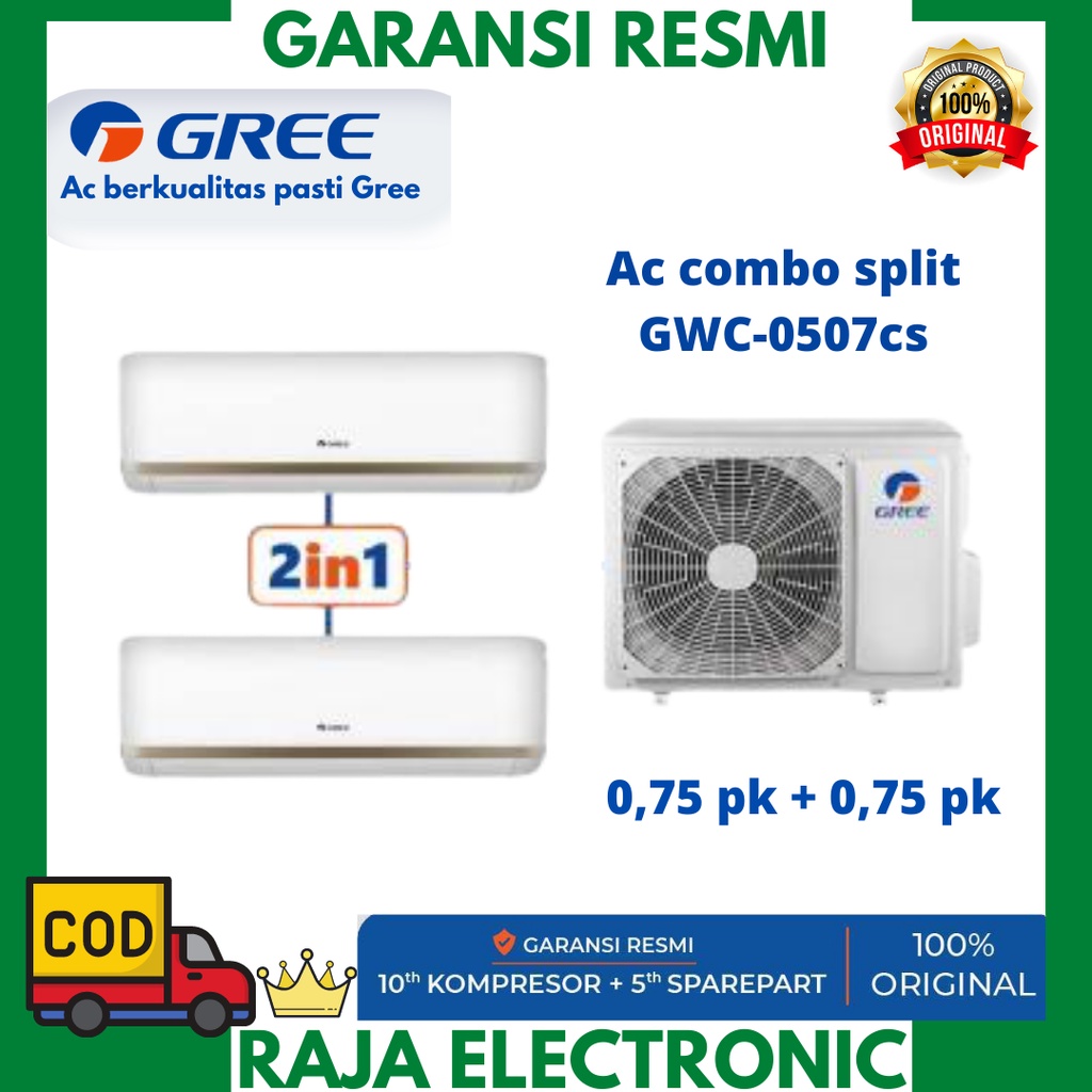 Jual AC GREE GWC-0707CS AC MULTI COMBO SPLIT INVERTER 3/4 PK +3/4 PK ...
