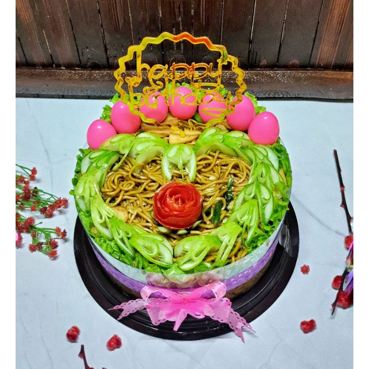 Jual Cake noodle for 8 portion halal/ Mie ultah / kue ultah/ Mie ulang ...