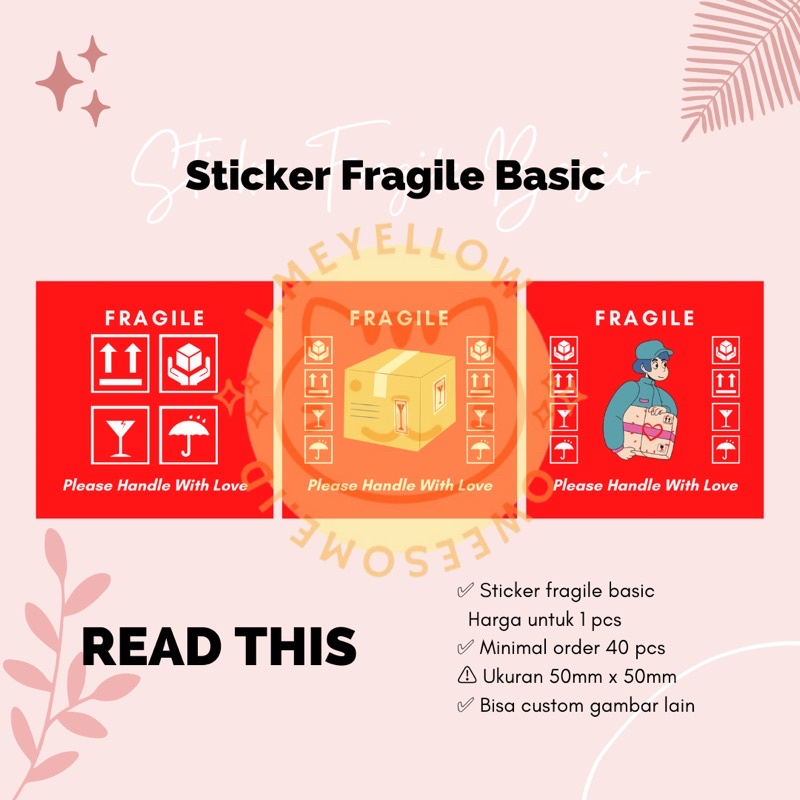 Jual (COD // READY // OPEN ORDER) STICKER FRAGILE UNTUK PAKET MURAH ...