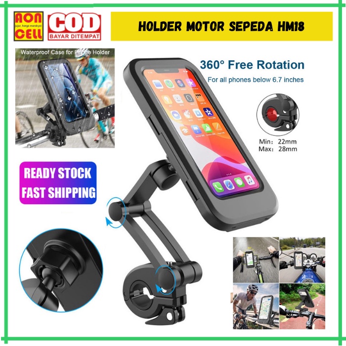 Jual Phone Holder Motor Sepeda Stang HM18 Waterproof Universal 4in1 Tempat Dudukan Hp Handphone ...