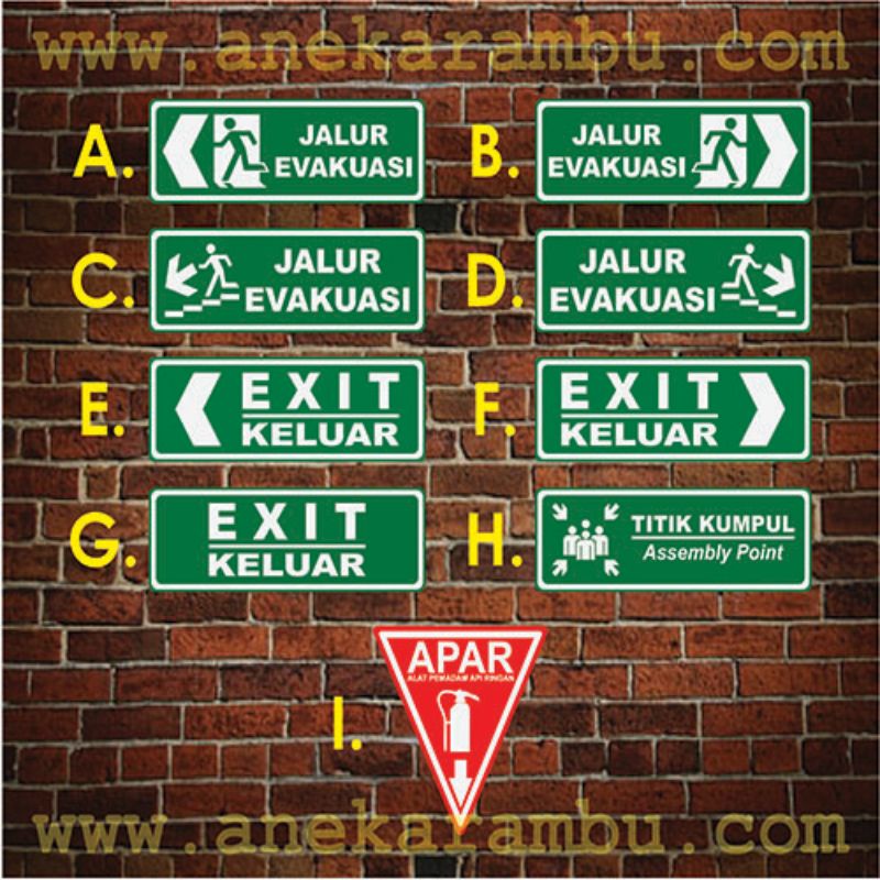 Jual Rambu / Sign Jalur Evakuasi dan Apar Plat Akrilik 2mm Ukuran 30x10 ...