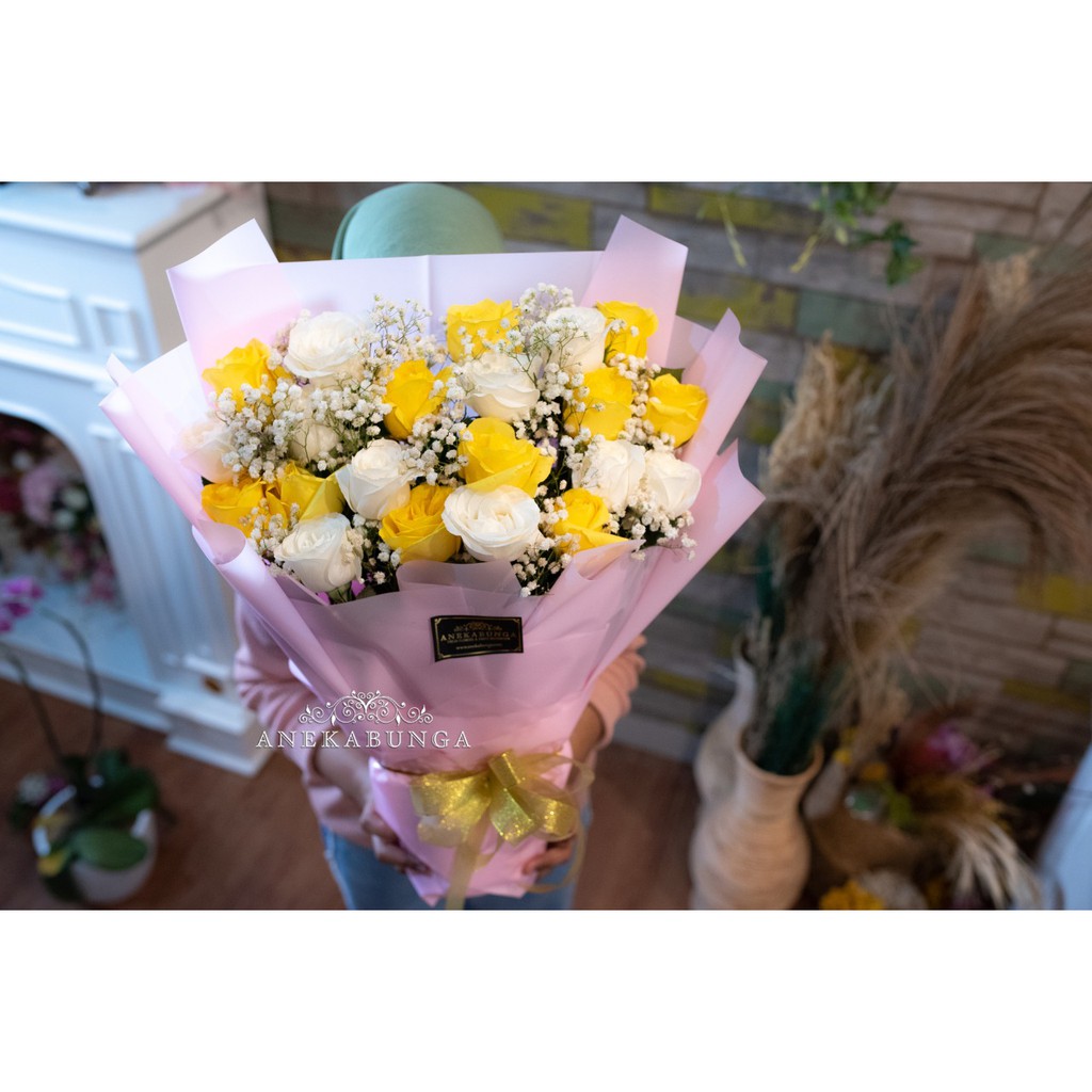 Jual Buket Bunga Mawar Kuning Asli Fresh Yellow Rose Flower Bouquet ...