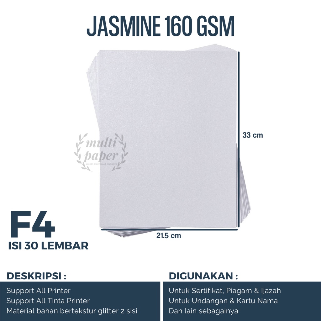 Jual Kertas Jasmine F4 isi 30 lembar / Undangan Jasmine Glitter F4 ...
