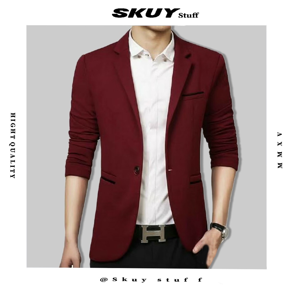 Jual JAS BLAZER MERAH MAROON / JAS BLAZER PRIA / JAS BLAZER WARNA MERAH ...