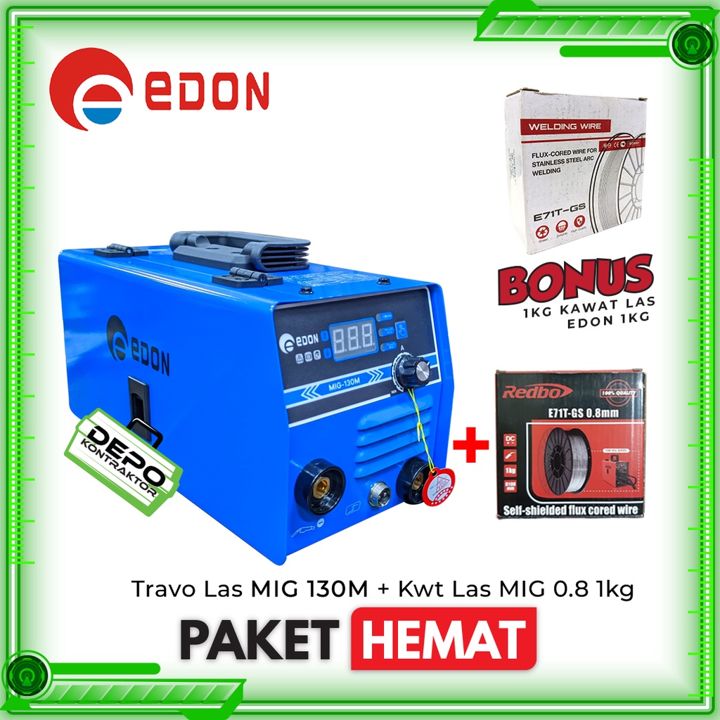 Jual Mesin Las MIG EDON MIG130M Gasless MIG-130M Tanpa Gas Co2 | Shopee Indonesia