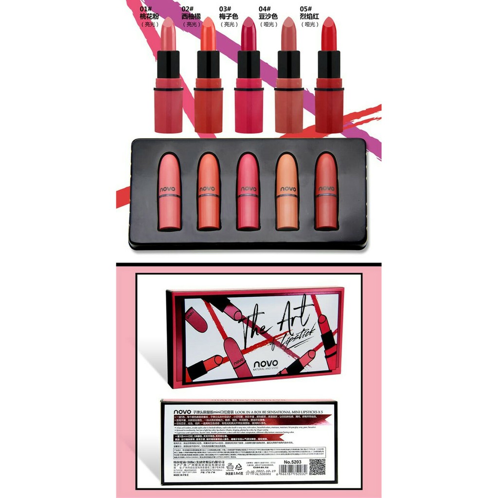Jual NOVO NATURAL AND VIVID LIPSTICK 5 in 1/ NOVO LIPSTICK | Shopee ...
