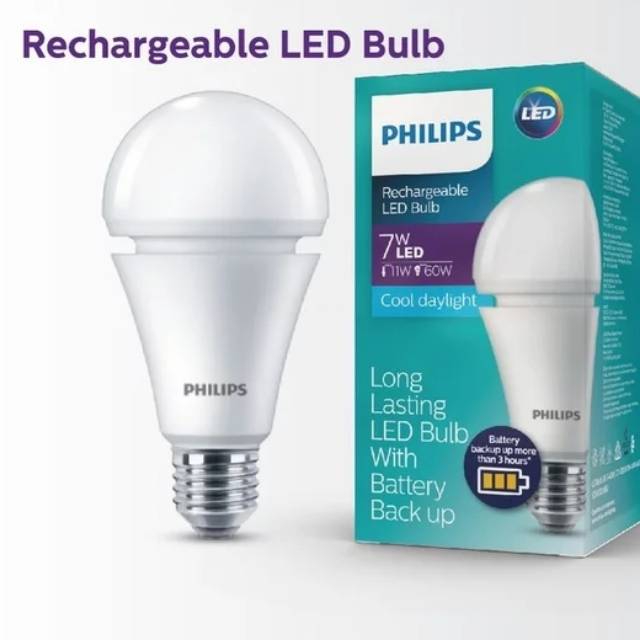 Jual Philips Lampu LED Bulb Emergency 7 Watt Putih recharge lampu darurat aliran | Shopee Indonesia