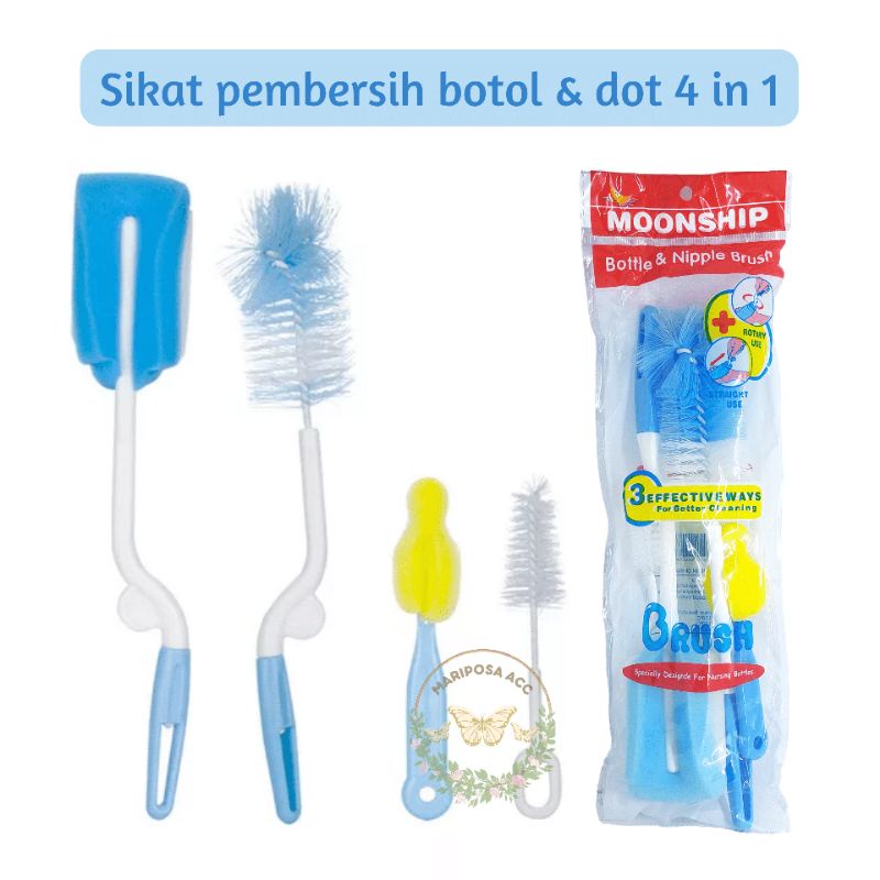 Jual (mariposa) sikat pembersih botol susu 4 in 1 / Sikat cuci botol ...