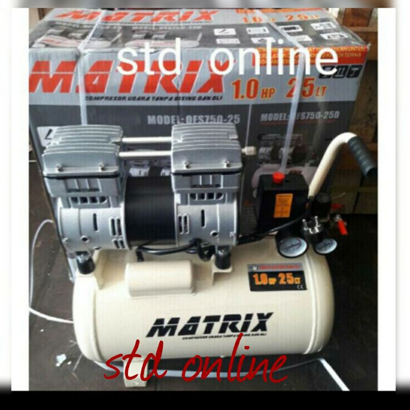Jual KOMPRESOR SILENT 1HP LISTRIK 25L MATRIX OFS750-25 | Shopee Indonesia