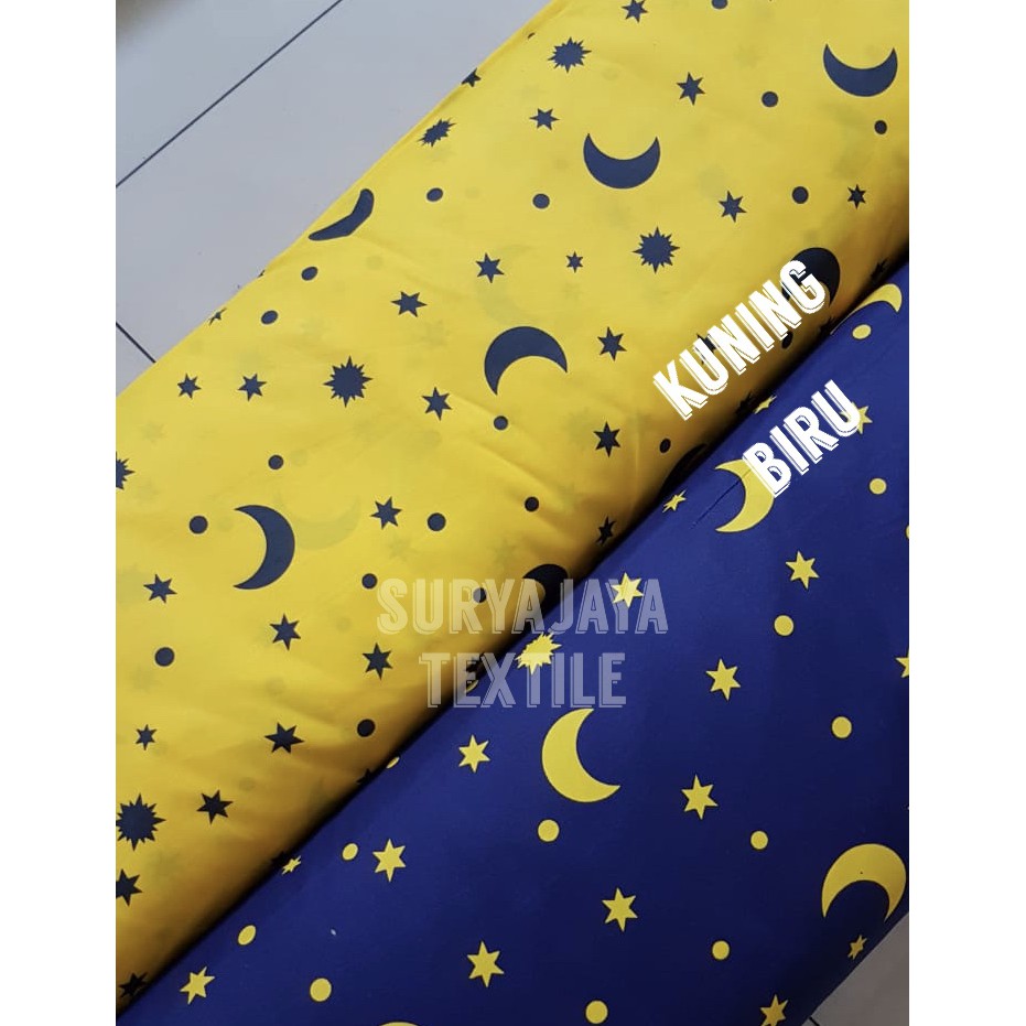 Jual 1/2 m KAIN KATUN MIKRO MOTIF BULAN BINTANG (L:2, 40M) | Shopee ...