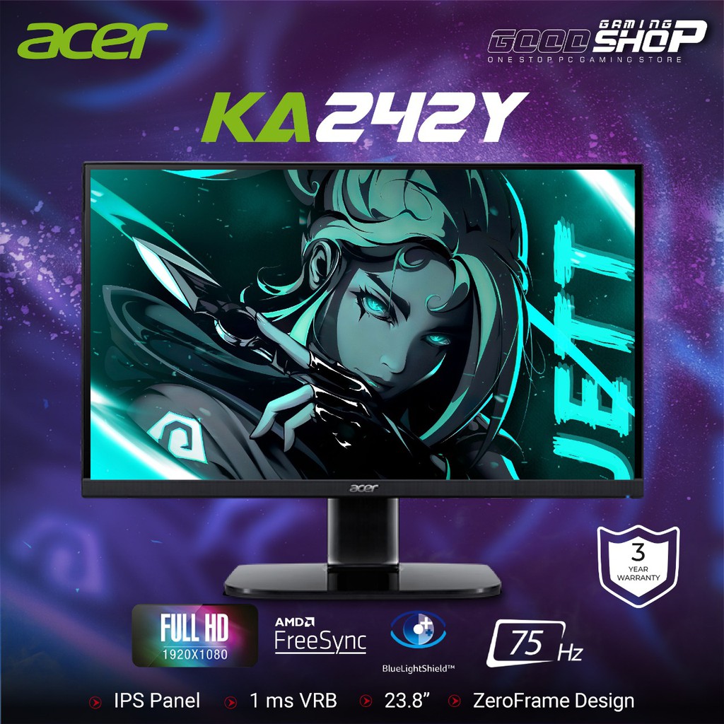 Jual ACER KA242Y 24'' IPS 75Hz AMD FreeSync - Gaming Monitor | Shopee ...