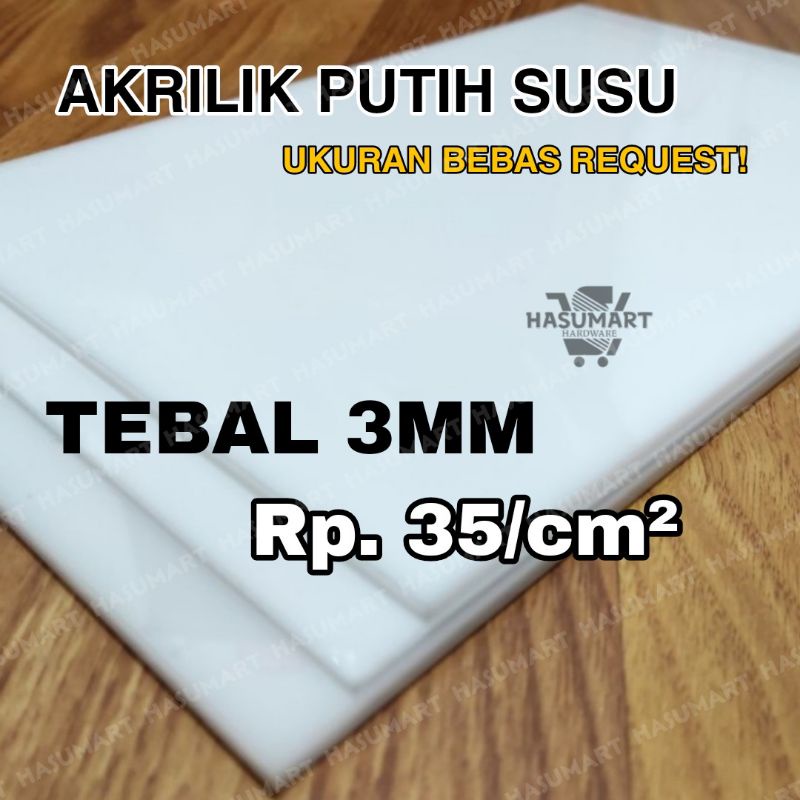 Jual Akrilik lembaran Tebal 3mm Putih, Hitam & Warna Lain (Kaca Acrylic ...