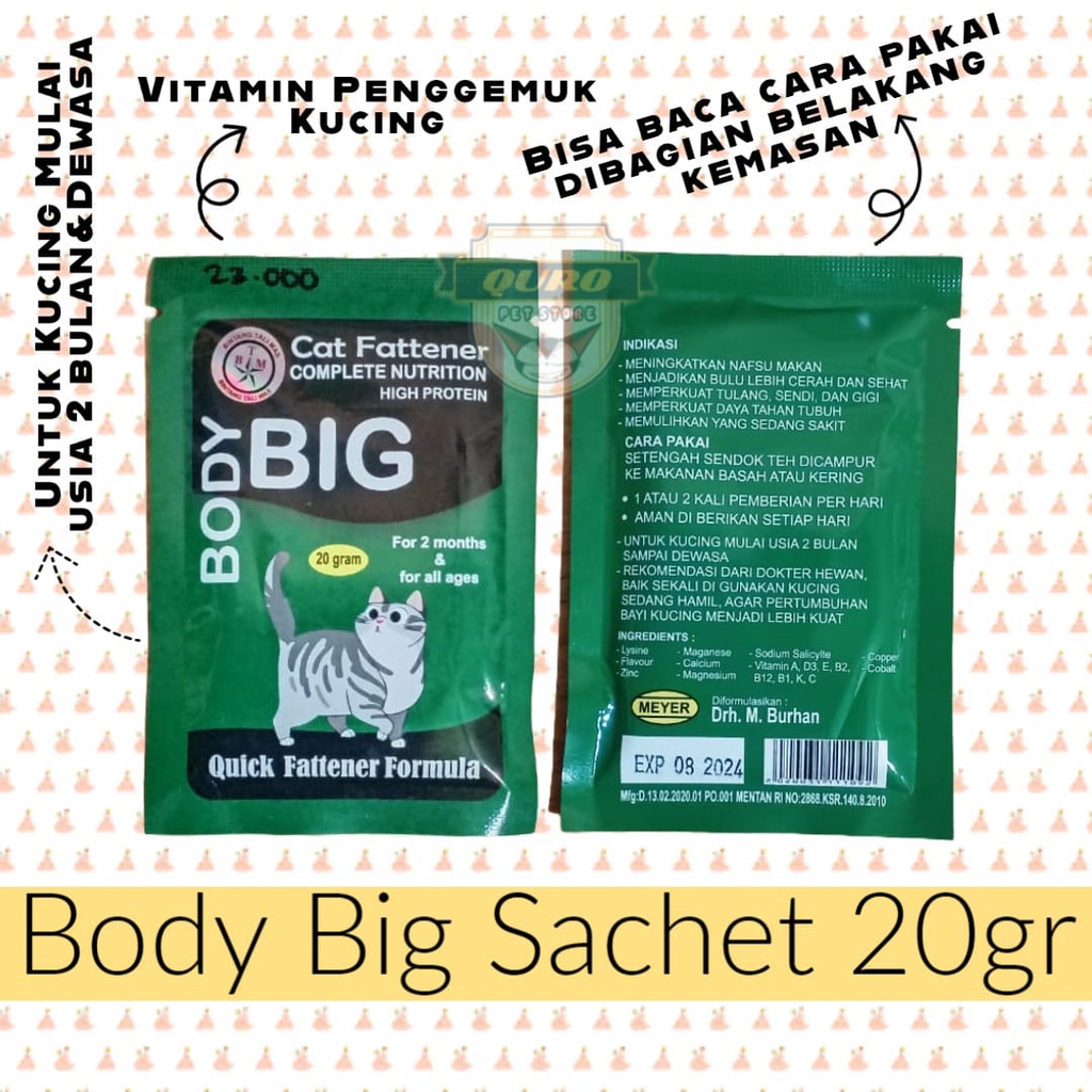 Jual Vitamin Penggemuk Kucing Body Big kemasan sachet 20gr | Shopee ...